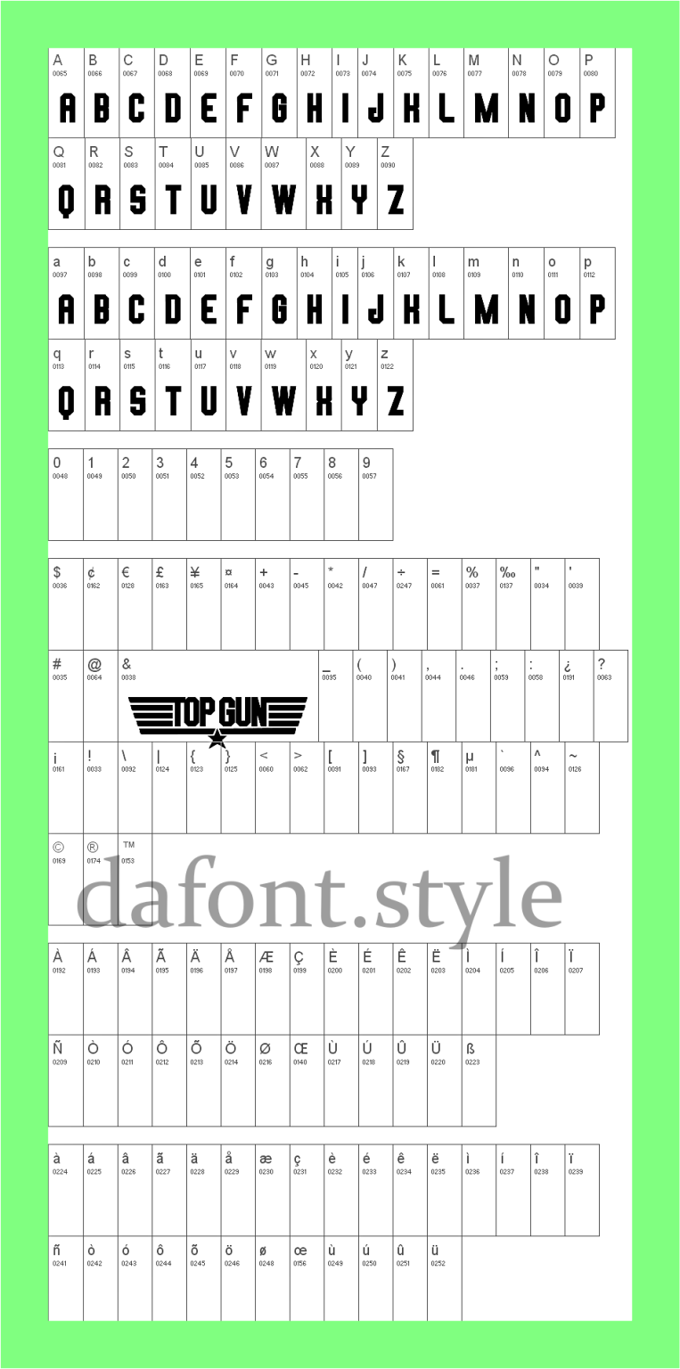 Top Gun Font - Dafont Style