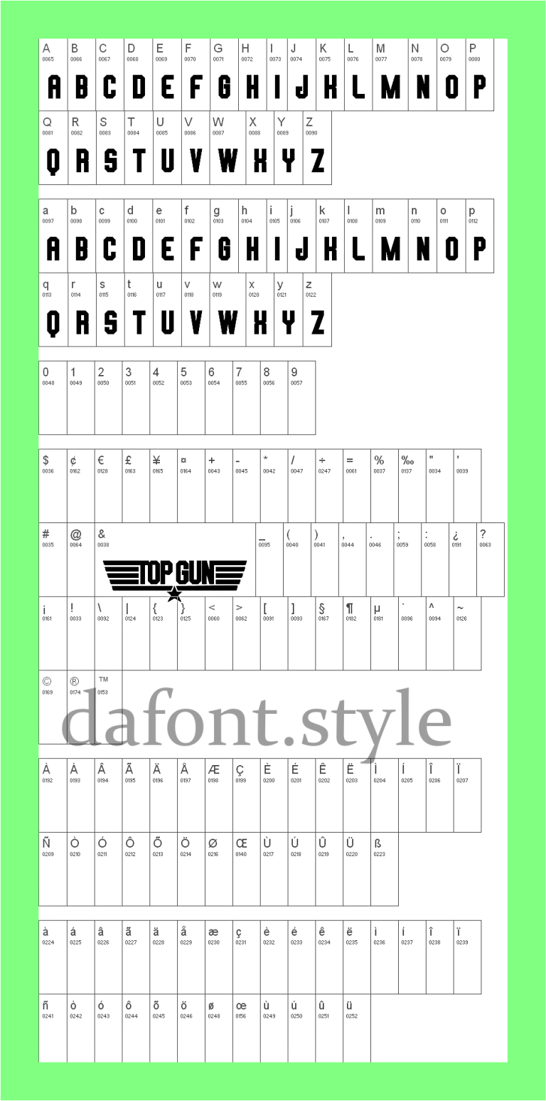 Top Gun Font - Dafont Style