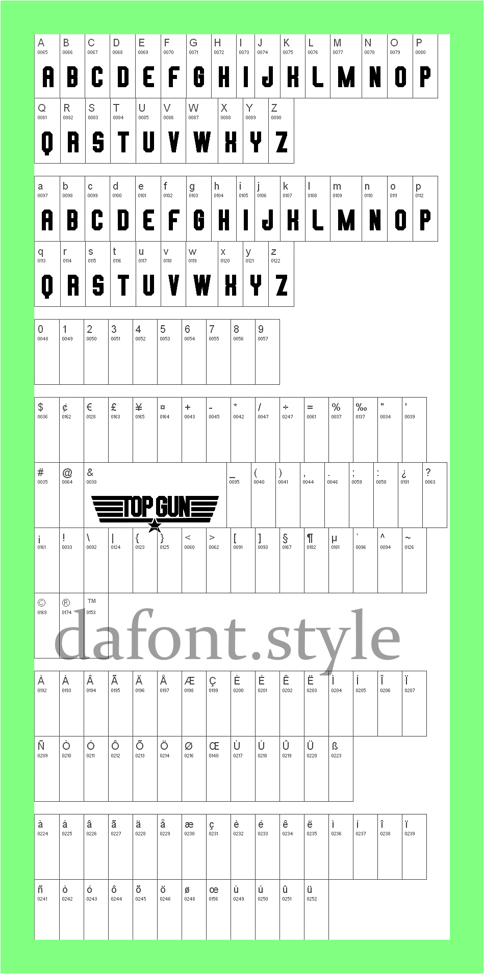 Top Gun Font - Dafont Style