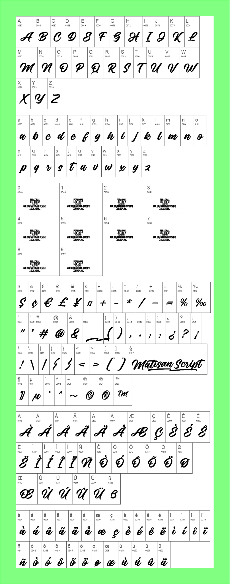 Matisan Script font style otf download - Dafont Style