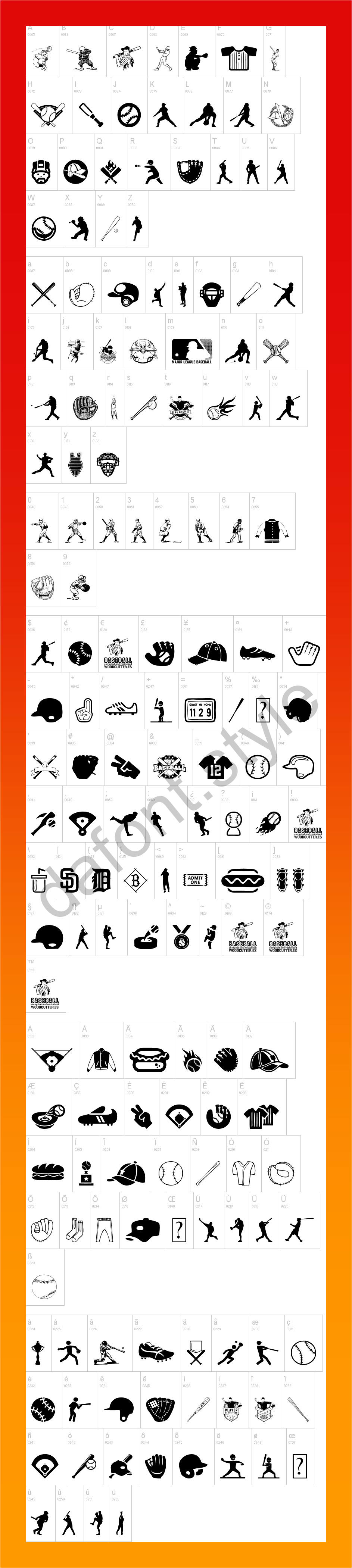Baseball Icons Font - Dafont Style