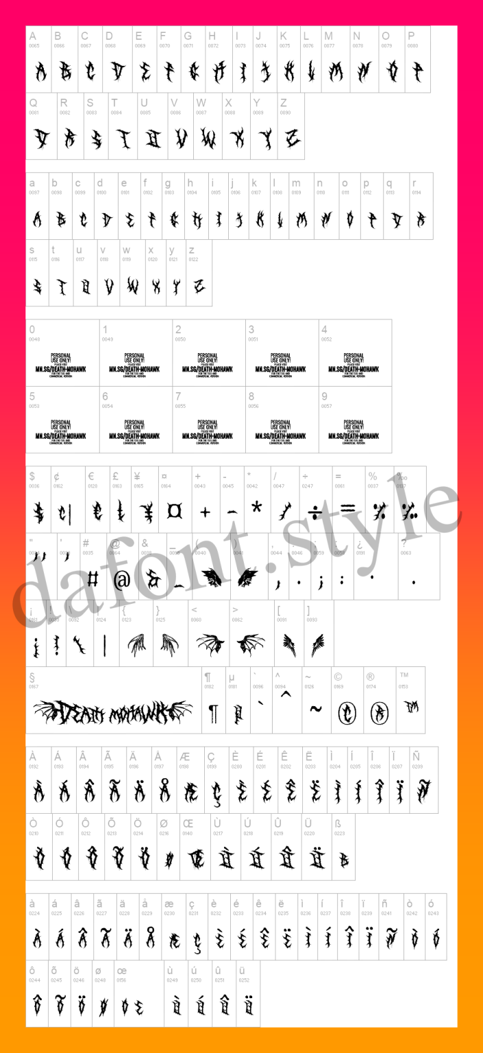 Death Mohawk Font - Dafonts Style