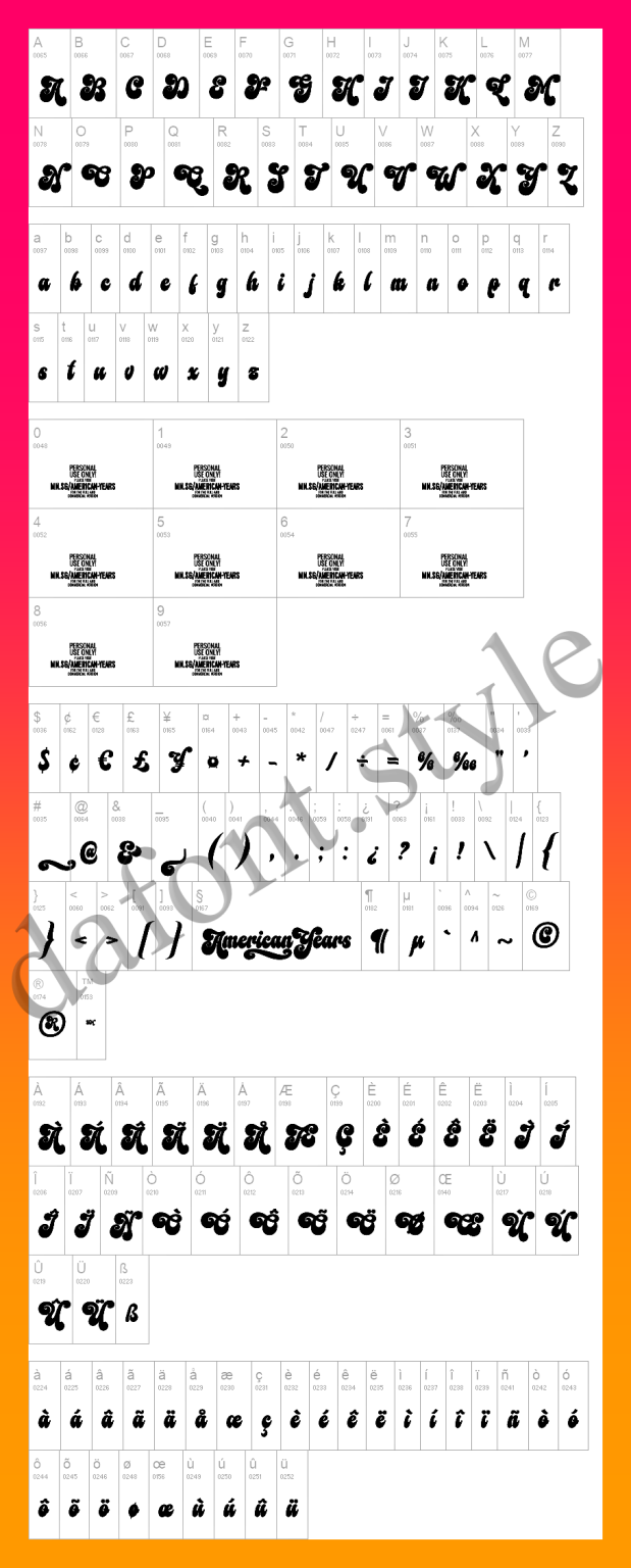 American Years Font style - Dafont Style
