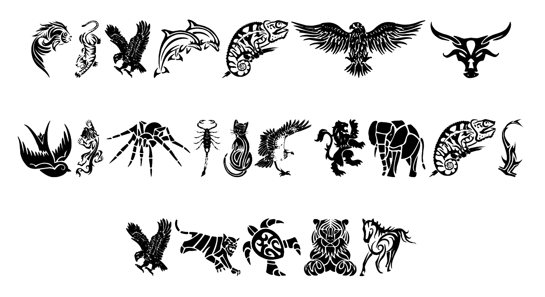 Tribal Animals Tattoo Designs Font - Dafont Style